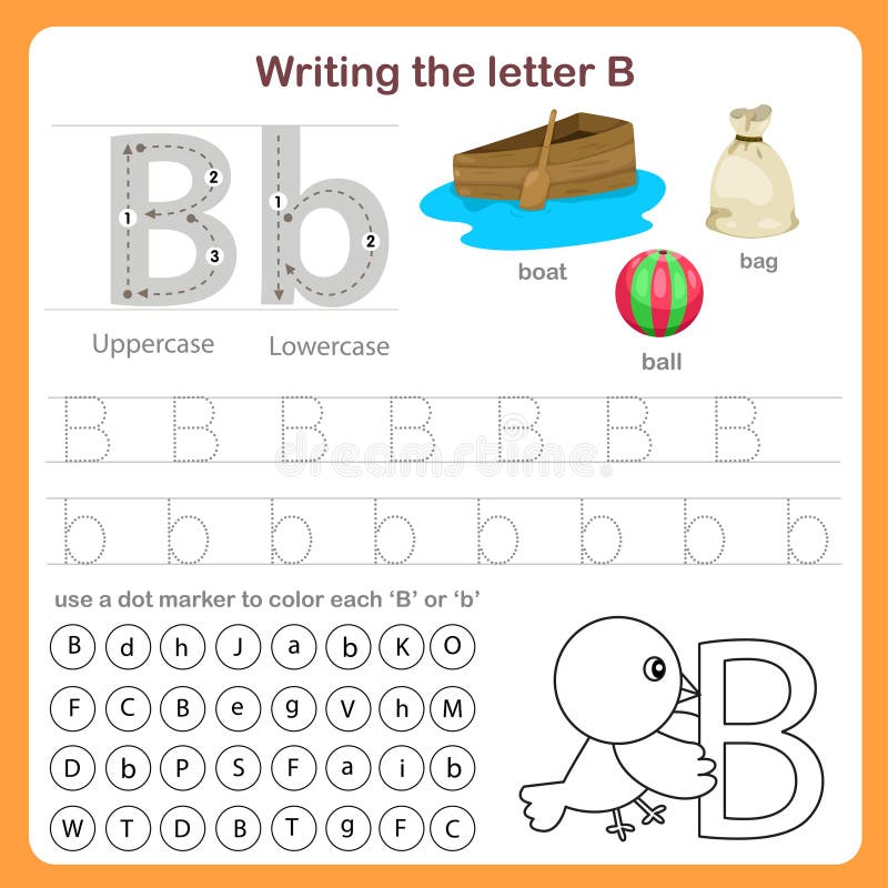 Illustrator of Writing the Letter B Worksheet Stock Vector ...