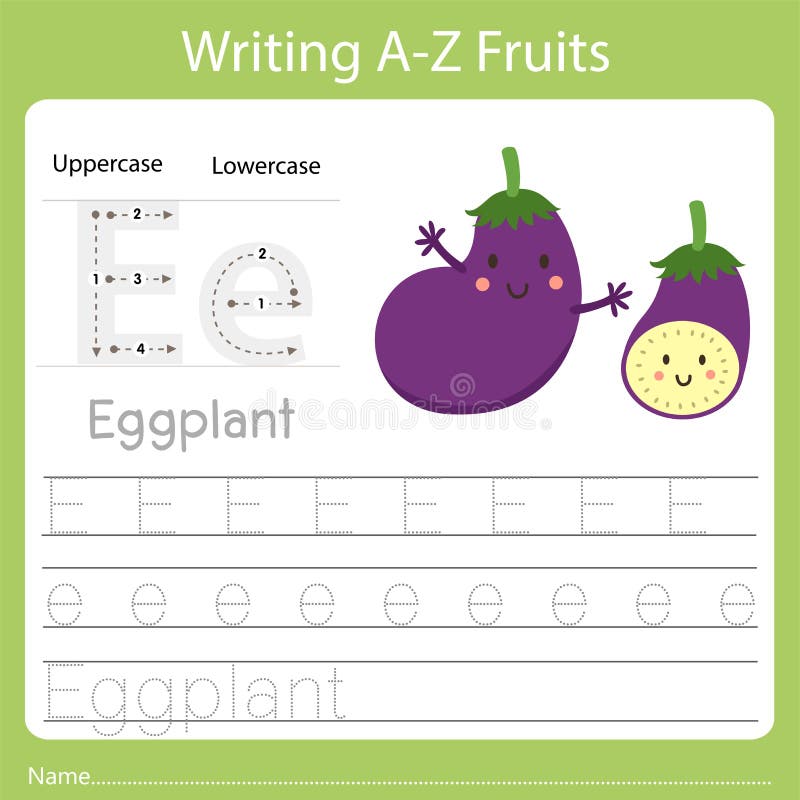 Illustrator of Writing a - Z Fruit E Eggplant Stock Vector ...