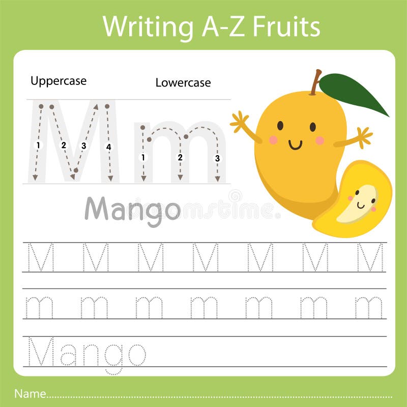 Illustrator of Writing a - Z Fruit M Mango Stock Vector - Illustration ...