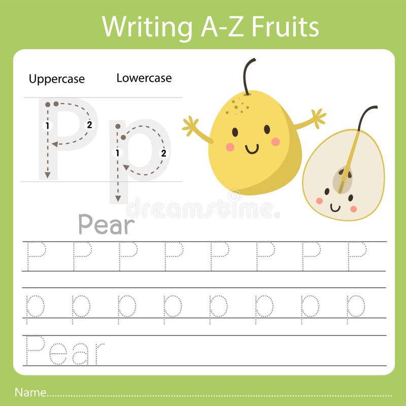 Illustrator of Writing a - Z Fruit P Pear Stock Vector - Illustration ...