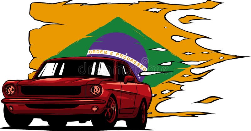 Vector Illustratyion of Muscle Car with Brazil Flag Stock Vector ...