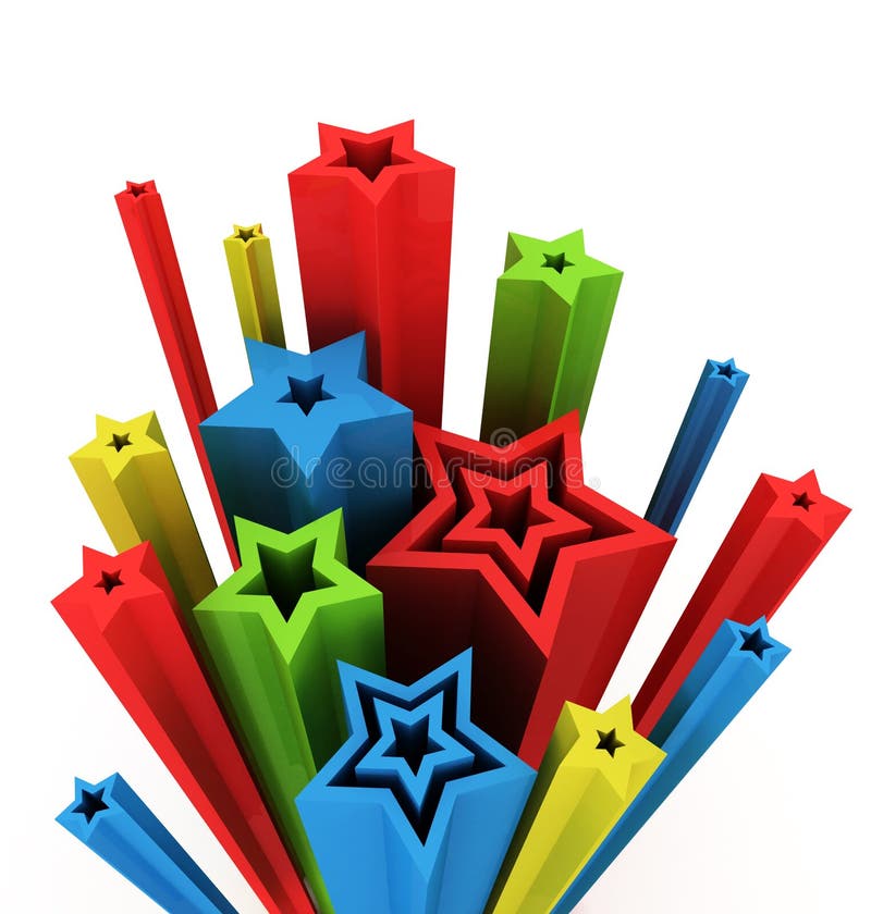 Illustrazione 3D Di Stelle Colorate Illustrazione di Stock ...