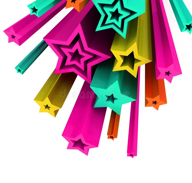Illustrazione 3d Delle Stelle Colorate Illustrazione di Stock ...