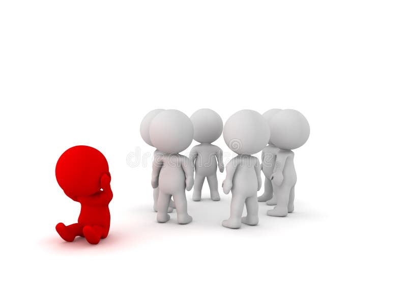 Illustrazione 3D Che Descrive Esclusione Sociale Illustrazione di Stock ...