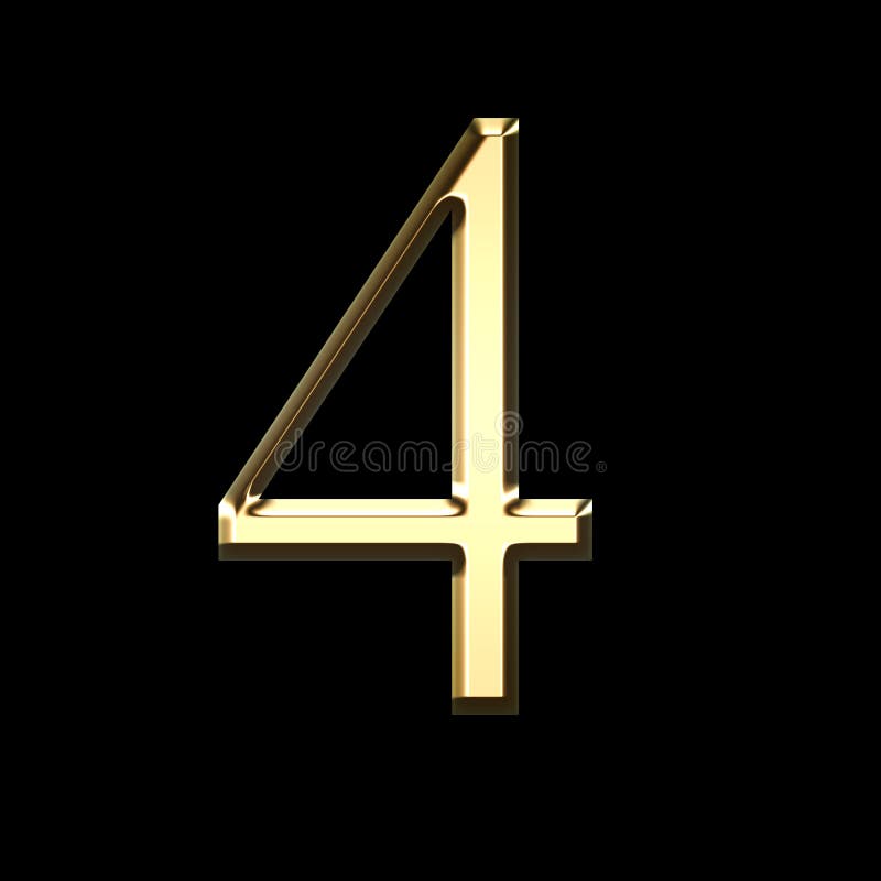 Illustrazione 3D Di Numero Quattro Dell'oro Illustrazione di Stock ...