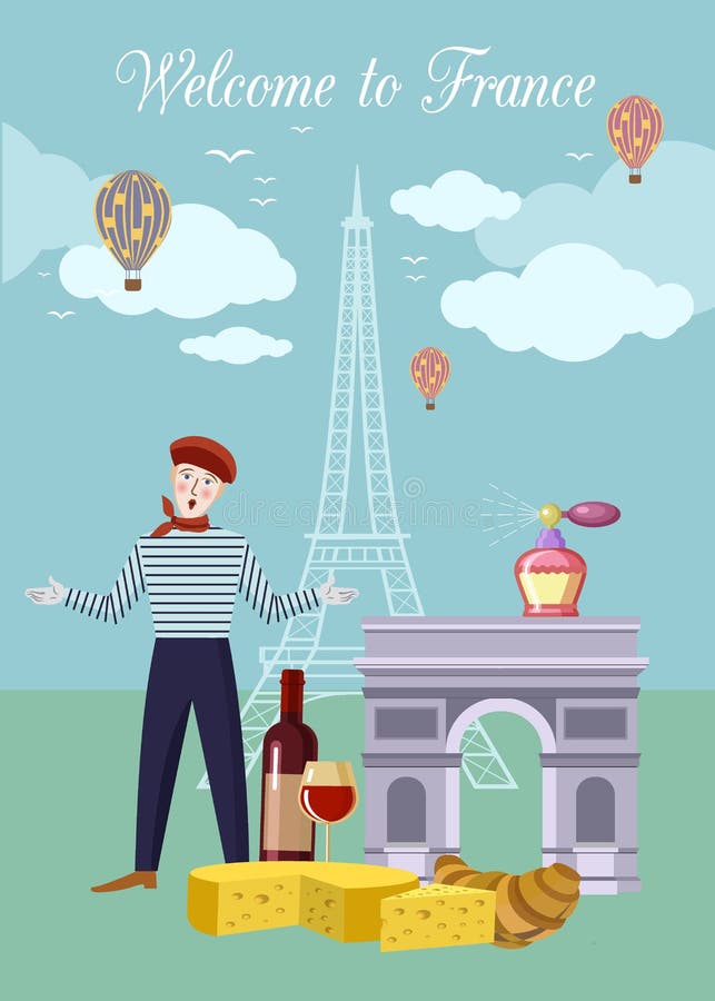 Illustrazione Di PrintVector Dei Simboli Della Francia E Di Parigi ...