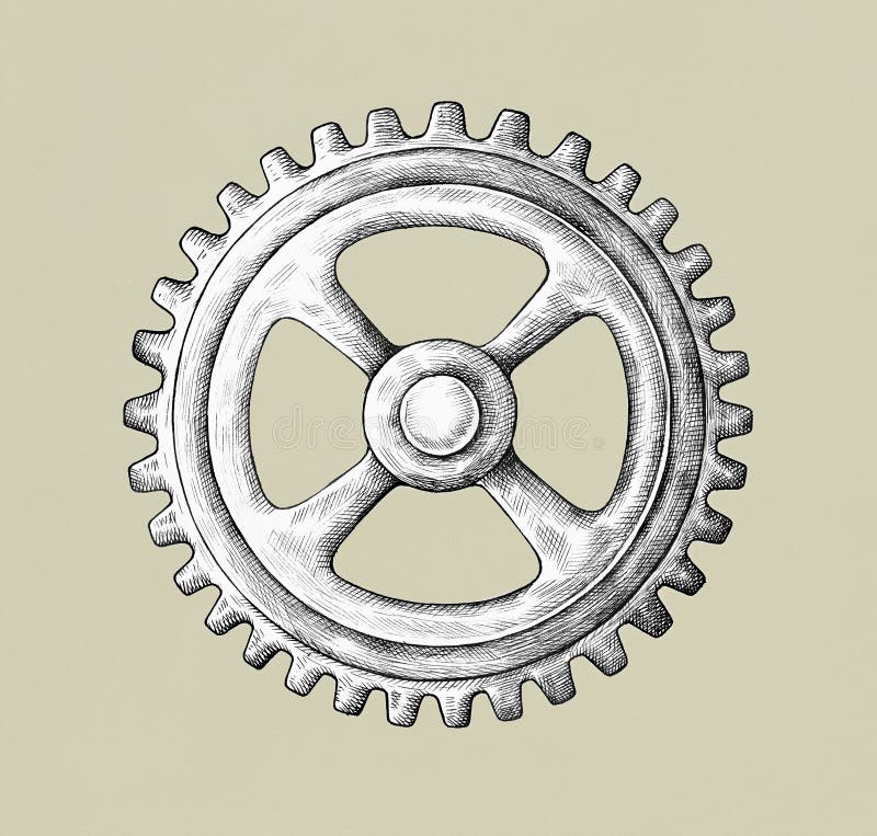 Illustrazione Disegnata a Mano Dell'ingranaggio Isolata Illustrazione ...