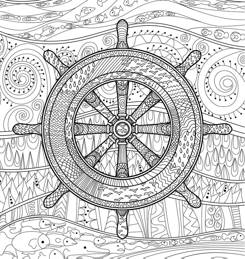 Illustrazione Di Un Timone Nello Stile Dello Zentangle Illustrazione ...