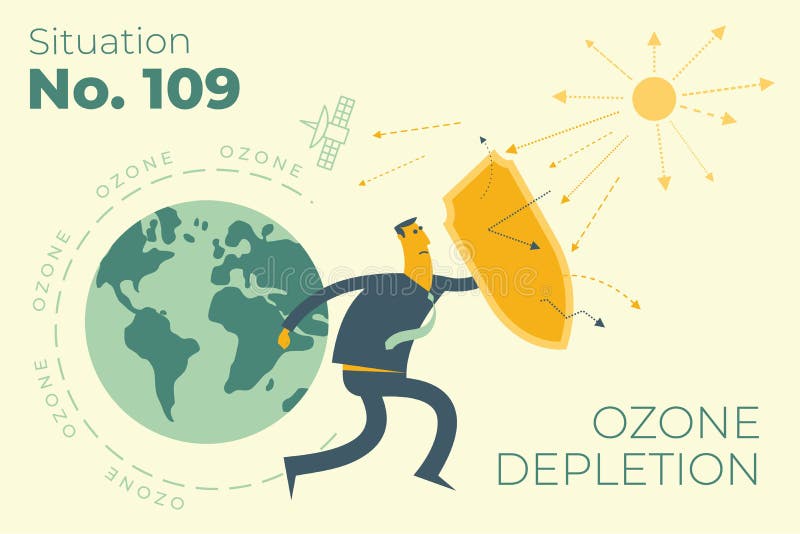 Illustrazione Ecologica Riduzione Dell'ozono Foro Di Ozono L'uomo Con ... Illustrazione Ecologica Riduzione Dell'ozono Foro Di Ozono L'uomo Con ...