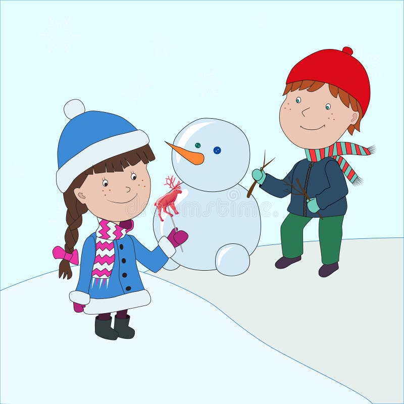 Illustrazione Editable Di Vettore Ragazzo E Ragazza in Cappotto E ...