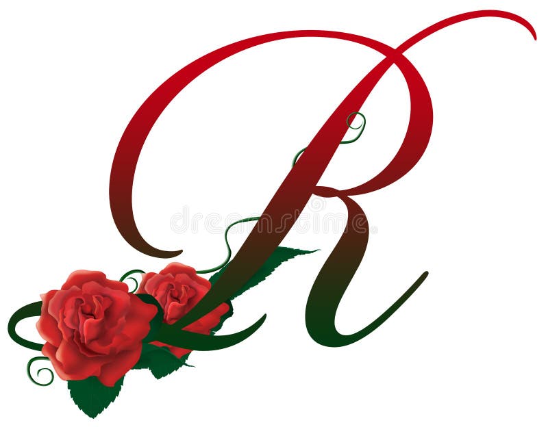 Illustrazione Floreale Rossa Della Lettera R Fotografia Stock ...