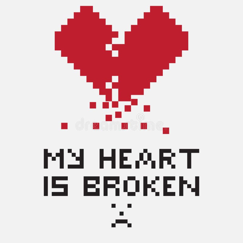 Un Cuore Rotto è Un Insieme Di Sei Icone Del Pixel Con I Cuori Rotti ...