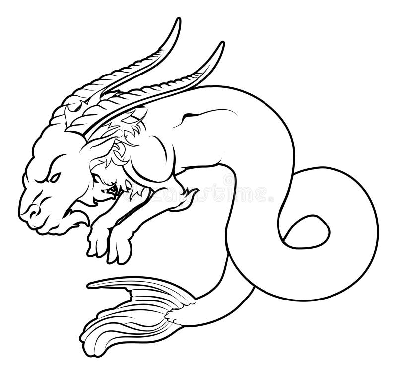 Illustrazione Stilizzata Di Una Capra Marina Illustrazione Vettoriale ...