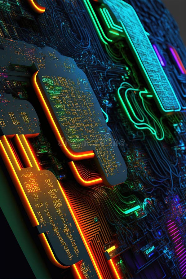 Illustrazione Verticale Generata Di Un Processore Centrale Per Computer ...