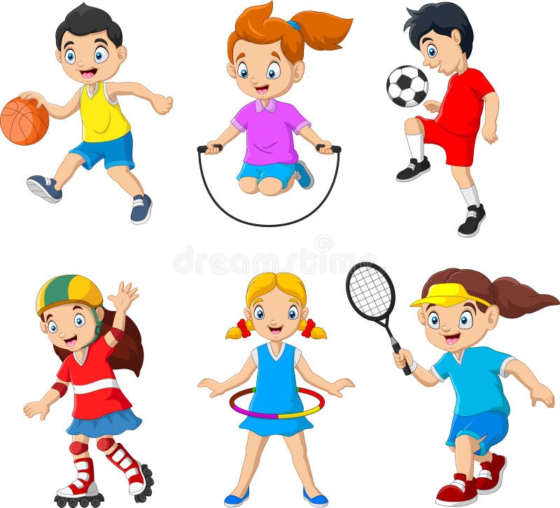 Kids Engaged in Different Hobbies Stock Vector - Illustration of ...