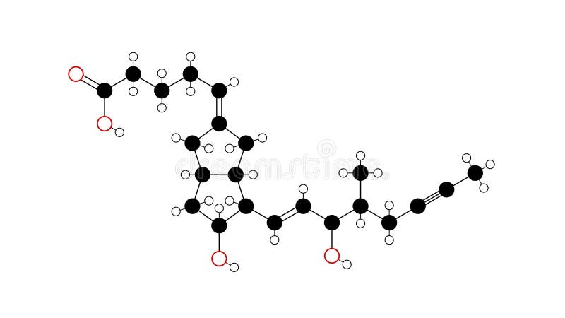 Iloprost Molecule, Structural Chemical Formula, Ball-and-stick Model ...