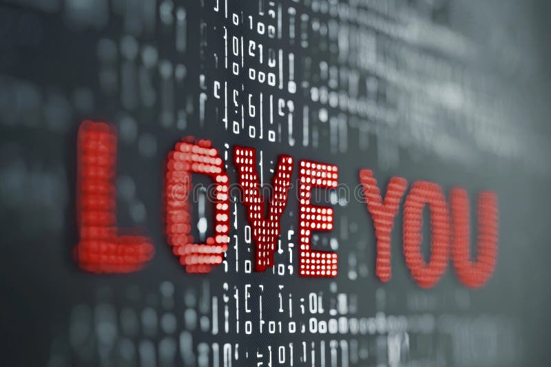 ILOVEYOU Illustrated in 3D Using Binary Code Stock Photo - Image of ...