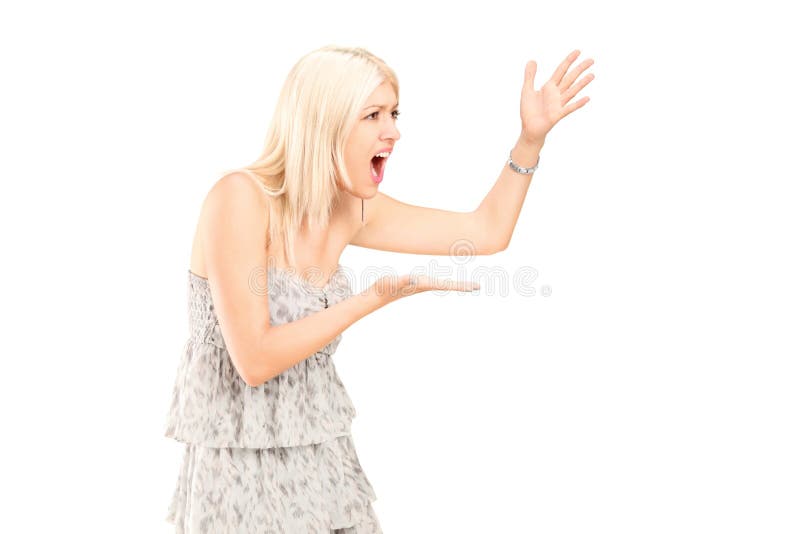 Kvinna Med Peruken Som Ropar På En Megafon Arkivfoto - Bild av flicka ...