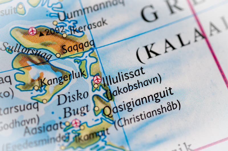 Ilulissat, Greenland, Highlighted on a World Map Stock Image - Image of ...