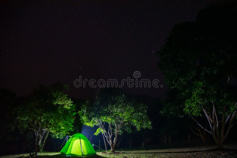 Iluminated Tent Under Stars in the Garden Stock Image - Image of ...