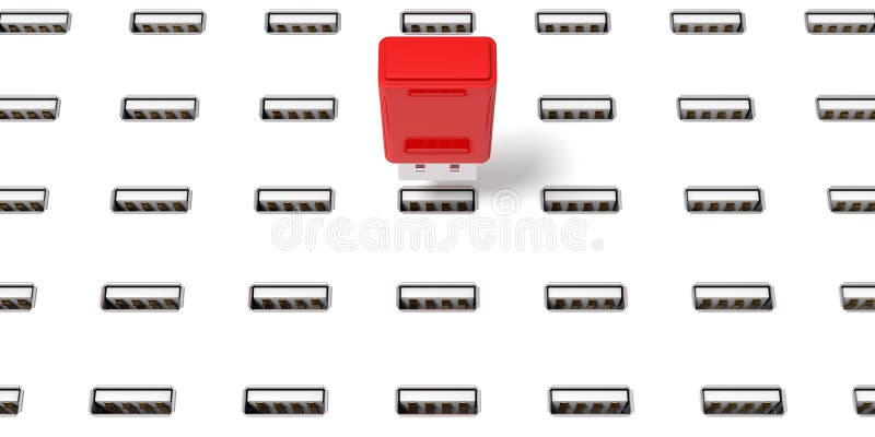 A Ilustração 3d Dos Porta Usb E O Usb Simples Colam Ilustração Stock ...