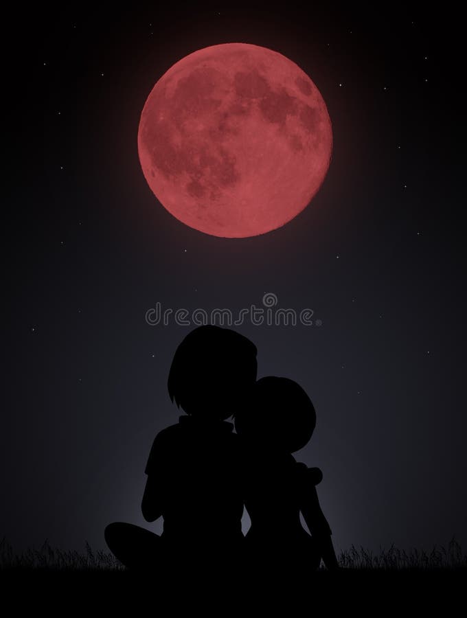Ilustração da lua vermelha ilustração stock. Ilustração de mulher ...