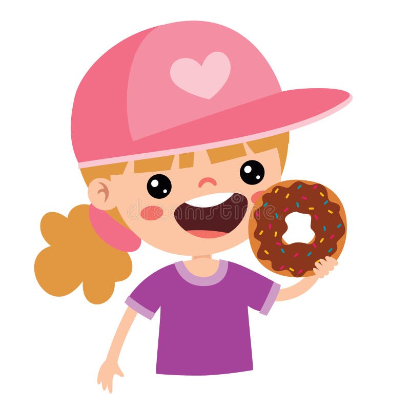 Ilustração De Criança Com Donut Ilustração Stock - Ilustração de coma ...
