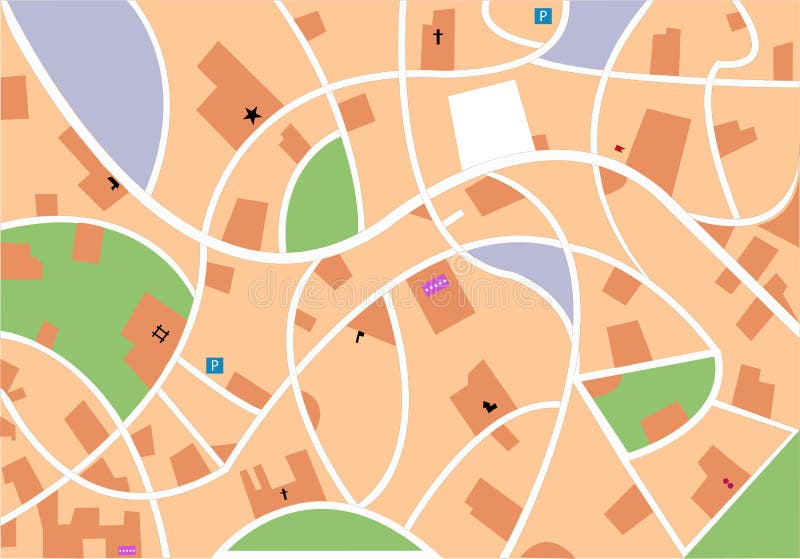 Mapa sem nome da cidade ilustração do vetor. Ilustração de ferrovia ...