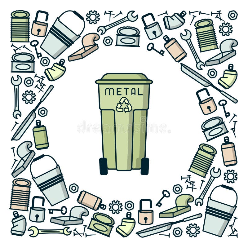 Ilustração Do Lixo Do Metal Ilustração do Vetor - Ilustração de branco ...