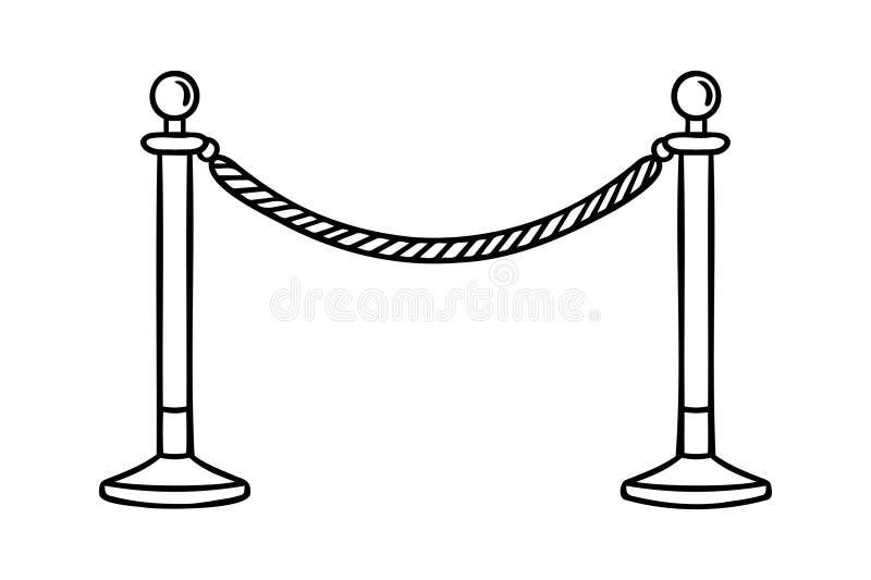 Velvet Rope Barrier Doodle Hand Drawn Icon. Outline Drawing Velvet Rope ...