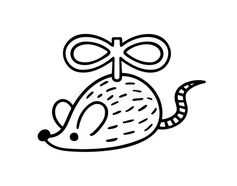 Clockwork Mouse Toy Mouse Icon Doodle Hand Drawn. Outline Line Drawing ...