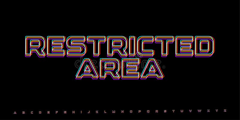 RESTRICTED AREA Cyberpunk Glitch Text. RGB Neon Alert Headline for Tech ...