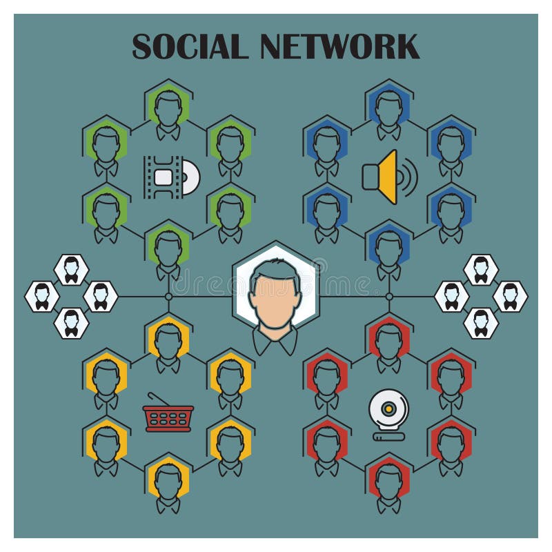 Ilustración Común Infographic Plano Red Social Ilustración del Vector ...