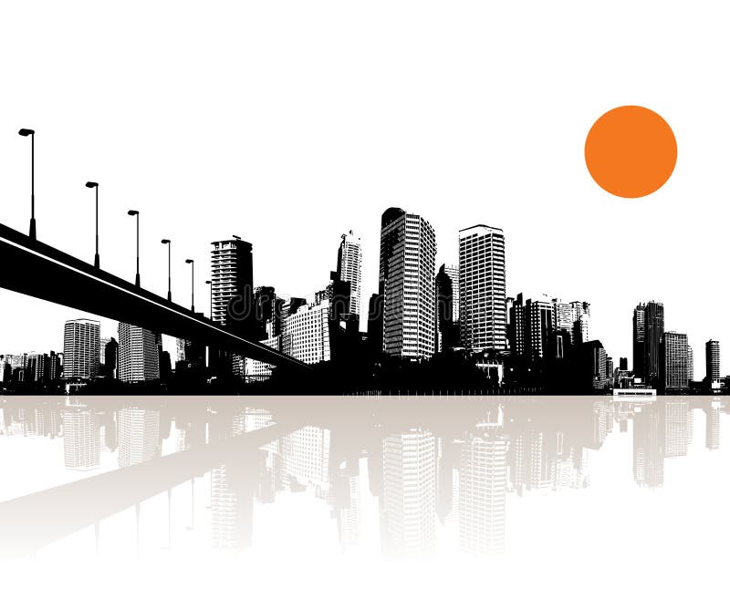 Ilustración Con La Ciudad. Vector Ilustración del Vector - Ilustración ...