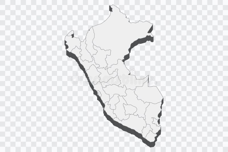 Mapa De Perú En 3d 3d Mapa Con Bordes De Regiones. Stock de ilustración ...