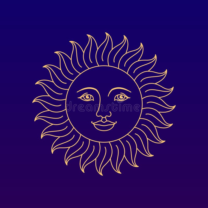 Ilustración De Sol Lineal De Estilo Medieval Antiguo Ilustración del ...