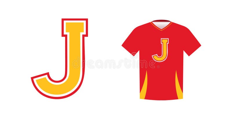 Bold Yellow Letter J with Red Outline, Varsity Sports Emblem Design on ...