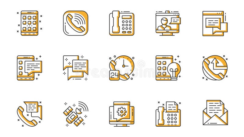 Communication Icons Set in Outline Stroke Design for Web. Pack Line ...