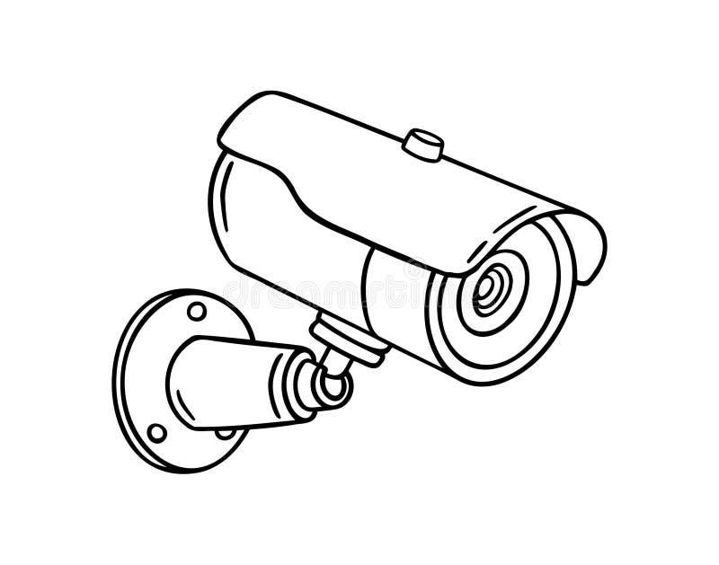 Cctv Camera Icon Doodle Hand Drawn. Outline Line Drawing Clipart Symbol ...