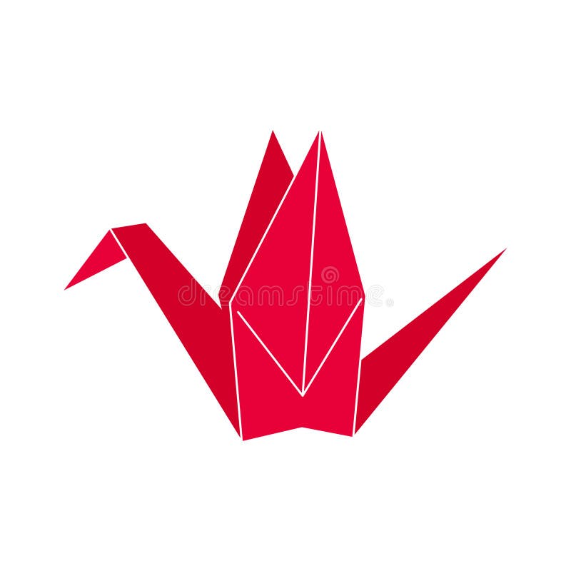 Red Paper Crane Icon. Origami Bird Made from Folded Paper Ilustración ...