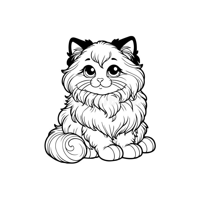 Adorable Fluffy Ragdol Kitten with Big Expressive Eyes Sitting Happily ...