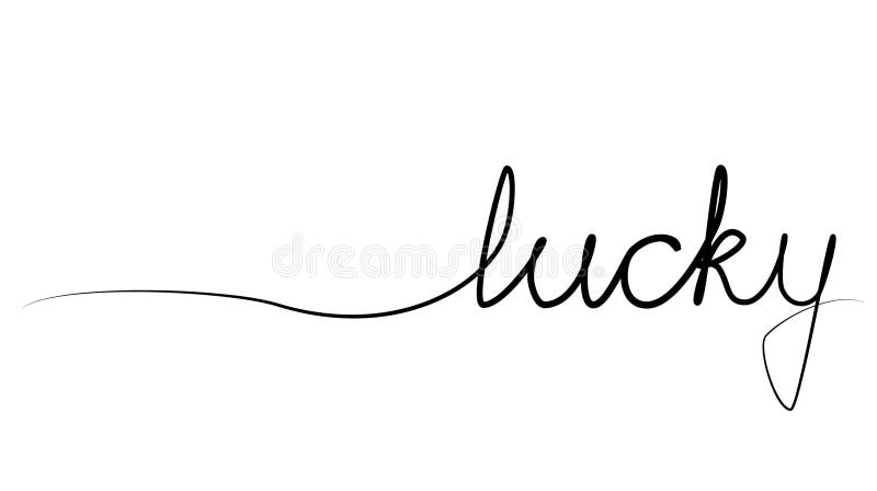 Continuous Drawing of the Word Lucky in One Line. Ilustración del ...