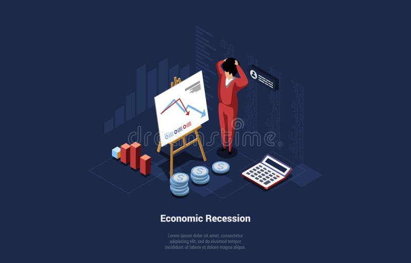 Ilustración Conceptual De La Recesión Económica Con Infografía