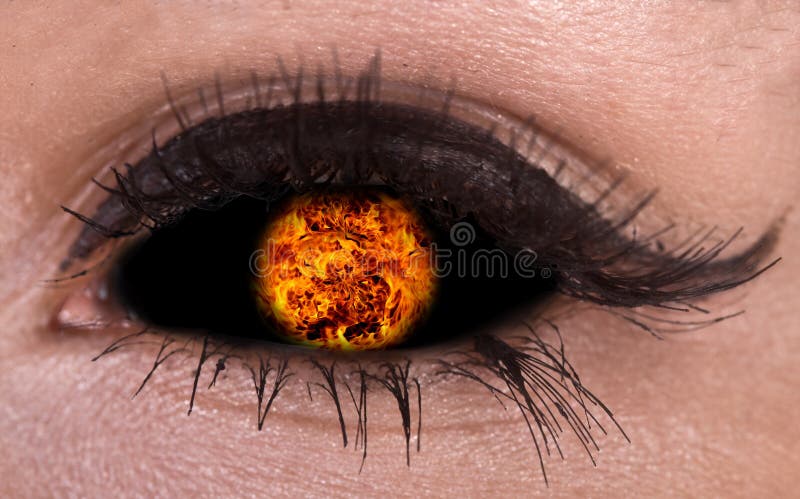 Ilustración De De Ojo Mágico Con La Bola De Fuego Foto De Archivo