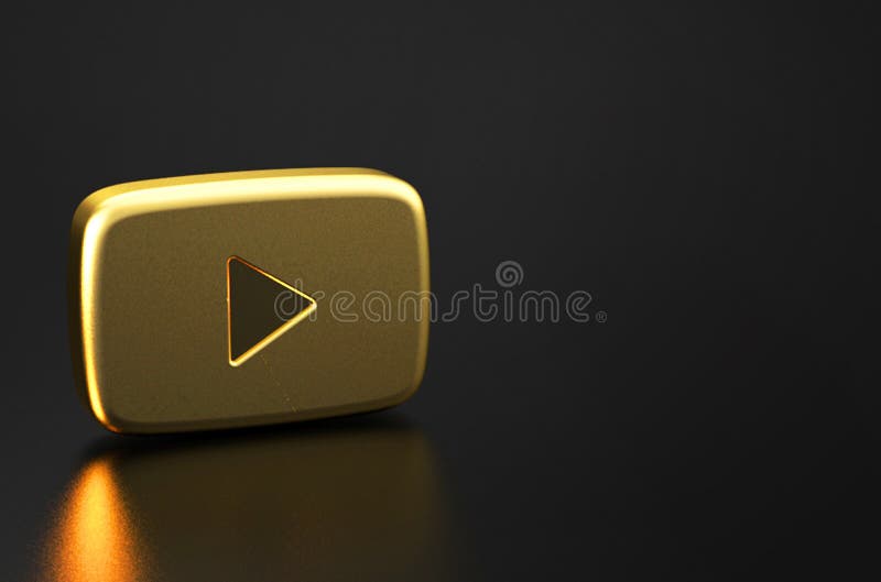 Ilustración De Representación 3d Del Logotipo De Youtube Dorado Foto de archivo editorial ...