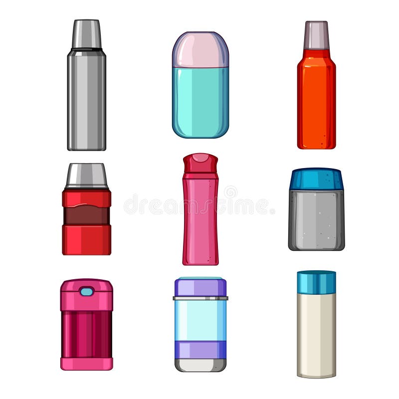 Ilustración Vectorial Del Conjunto De Botellas Termo Stock de ... Ilustración Vectorial Del Conjunto De Botellas Termo Stock de ...