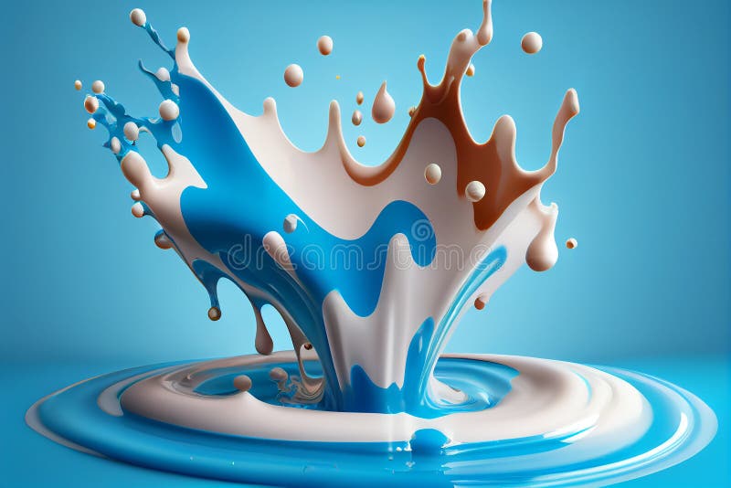 Ilustration, Blue and White Thick Paint Splashes on a Bluish Background ...