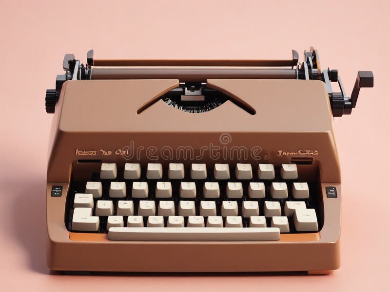 Ilustration of a Brown Retro Electronic Typewriter Device - Generated ...