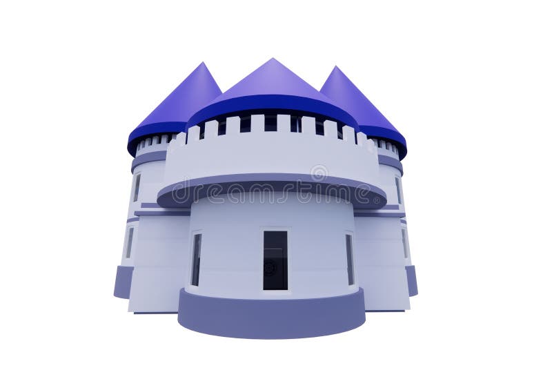 Ilustration 3d Rendering Model of Modern Minimalist Blue Purple Castle ...
