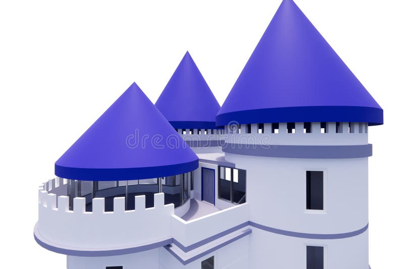 Ilustration 3d Rendering Model of Modern Minimalist Blue Purple Castle ...